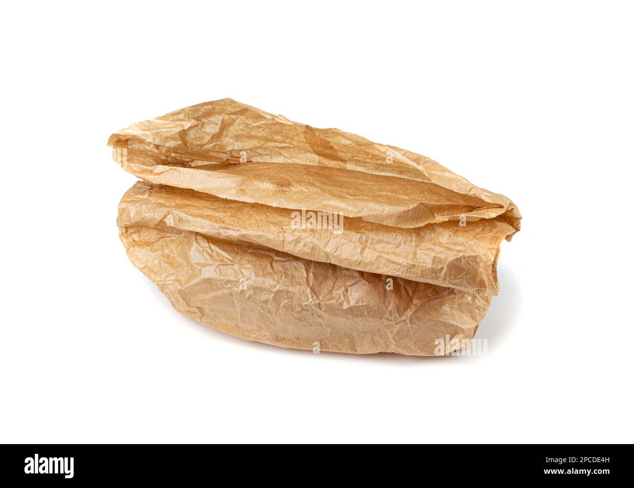 Old paper bag isolated. Crumpled disposable ecology container, wrinkled ...