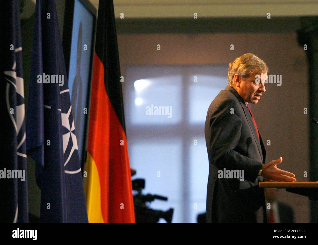 NATO Secretary General Jaap de Hoop-Scheffer delivers his speech at the ...