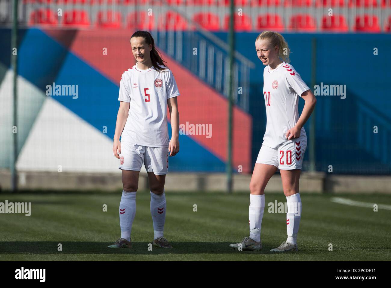 Belgrade, Serbia, 12 March 2023. Frida Nautrup of Denmark, Elvira ...