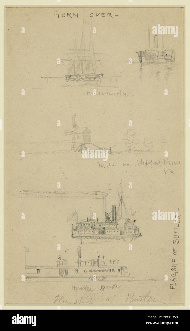 Views of ships and a mill. Morgan collection of Civil War drawings ...
