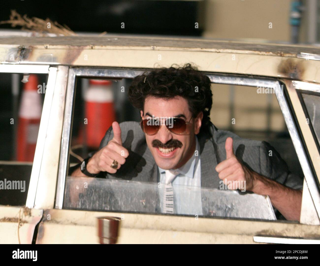 Actor Sacha Baron Cohen arrives in character as Borat for the film ...