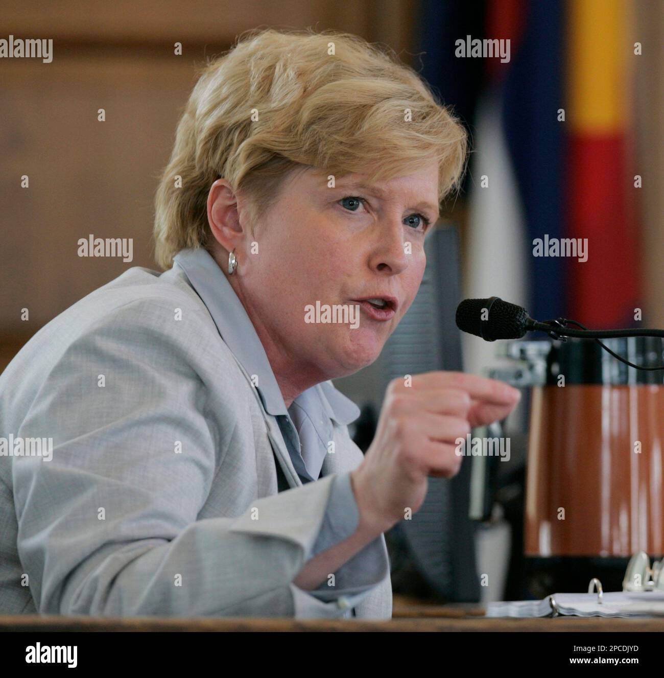 District Attorney Carol Chambers testifies on her own behalf in Denver ...