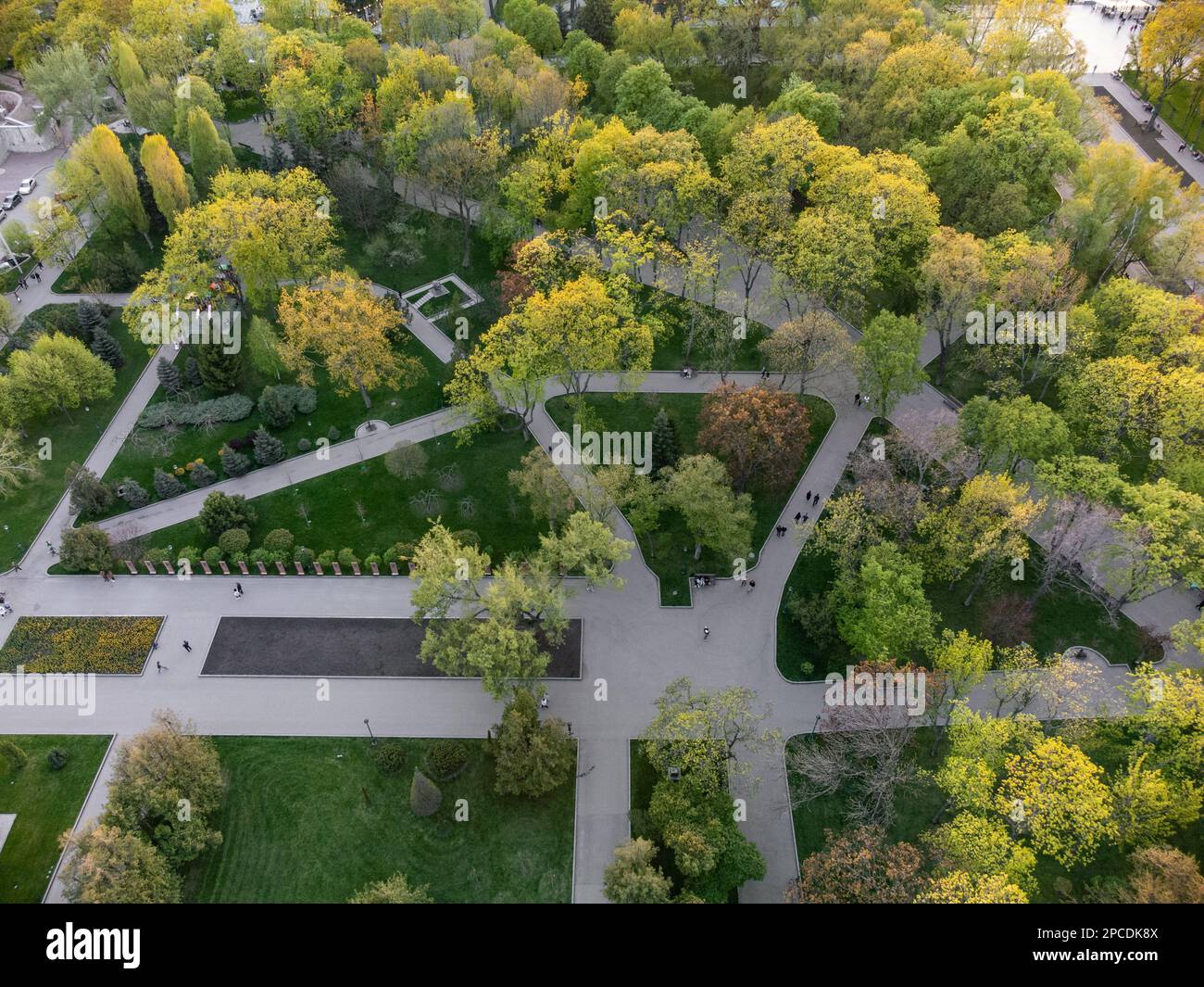 Aerial view spring city park hi-res stock photography and images - Alamy