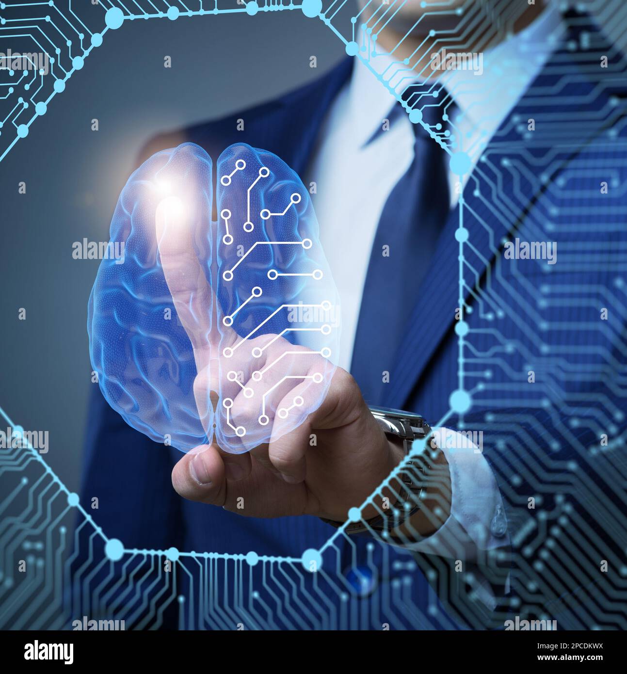 The businessman in artificial intelligence concept Stock Photo - Alamy