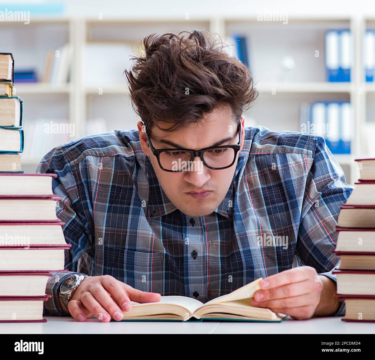The nerd funny student preparing for university exams Stock Photo - Alamy