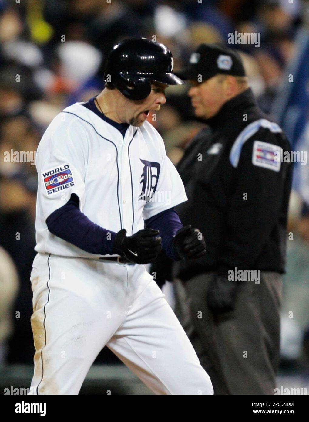Detroit Tigers' Sean Casey celebrates after his fifth inning single off ...