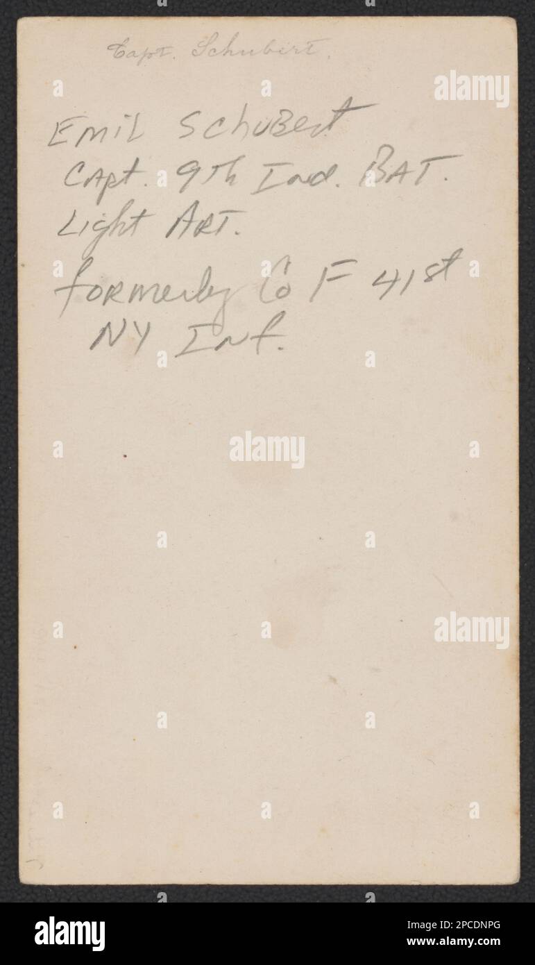 Captain Emil Schubert of Co. A, 41st New York Infantry Regiment and 9th ...