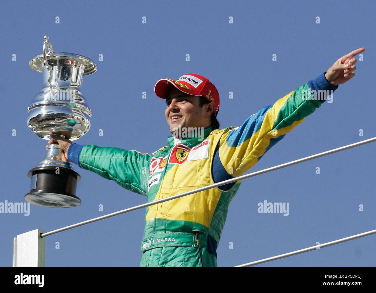 Brazil's Felipe Massa of Ferrari celebrates after winning the Brazilian ...