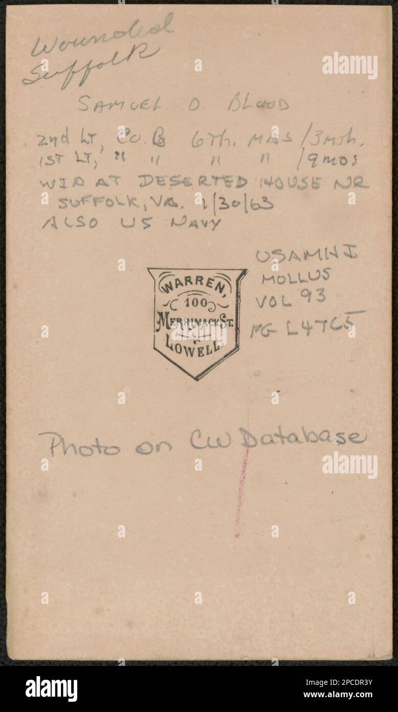 First Lieutenant Samuel G. Blood of Co. B, 6th Massachusetts Infantry ...