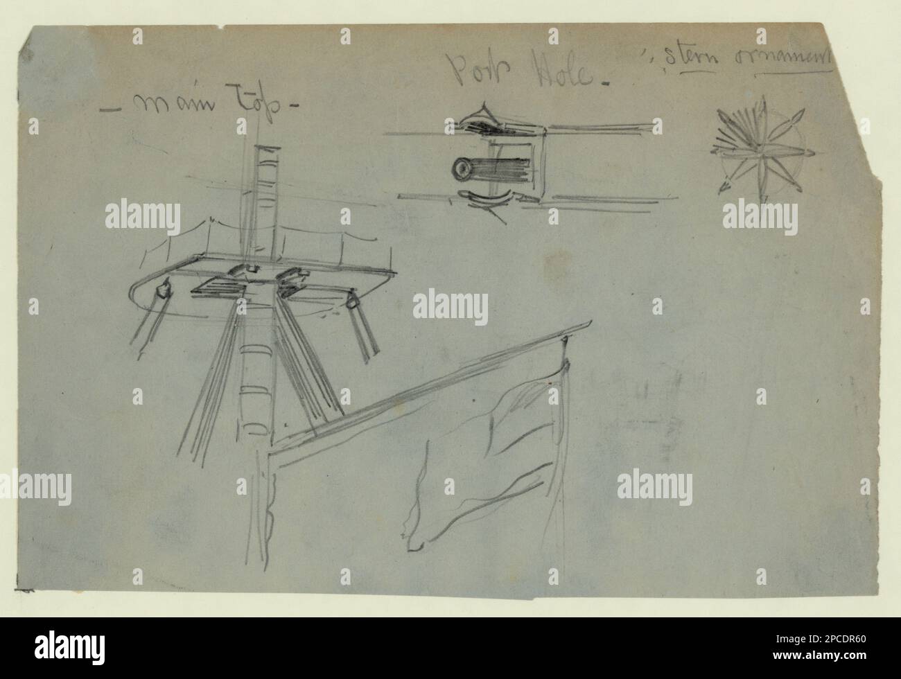 Three details of ship design. Morgan collection of Civil War drawings ...