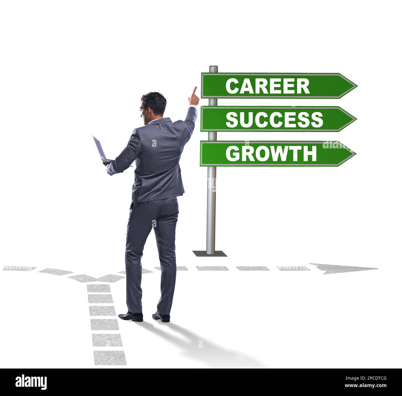 The businessman having hard choice standing at crossroads Stock Photo ...