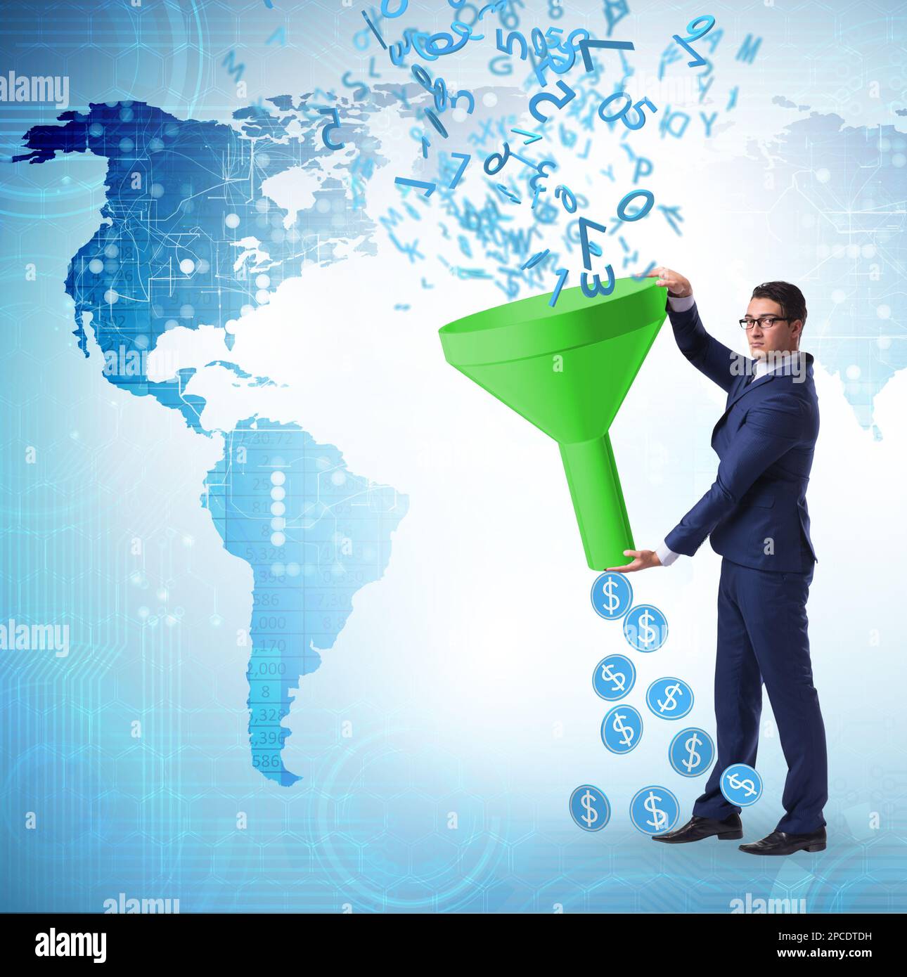 Data monetization concept with the funnel and businessman Stock Photo ...