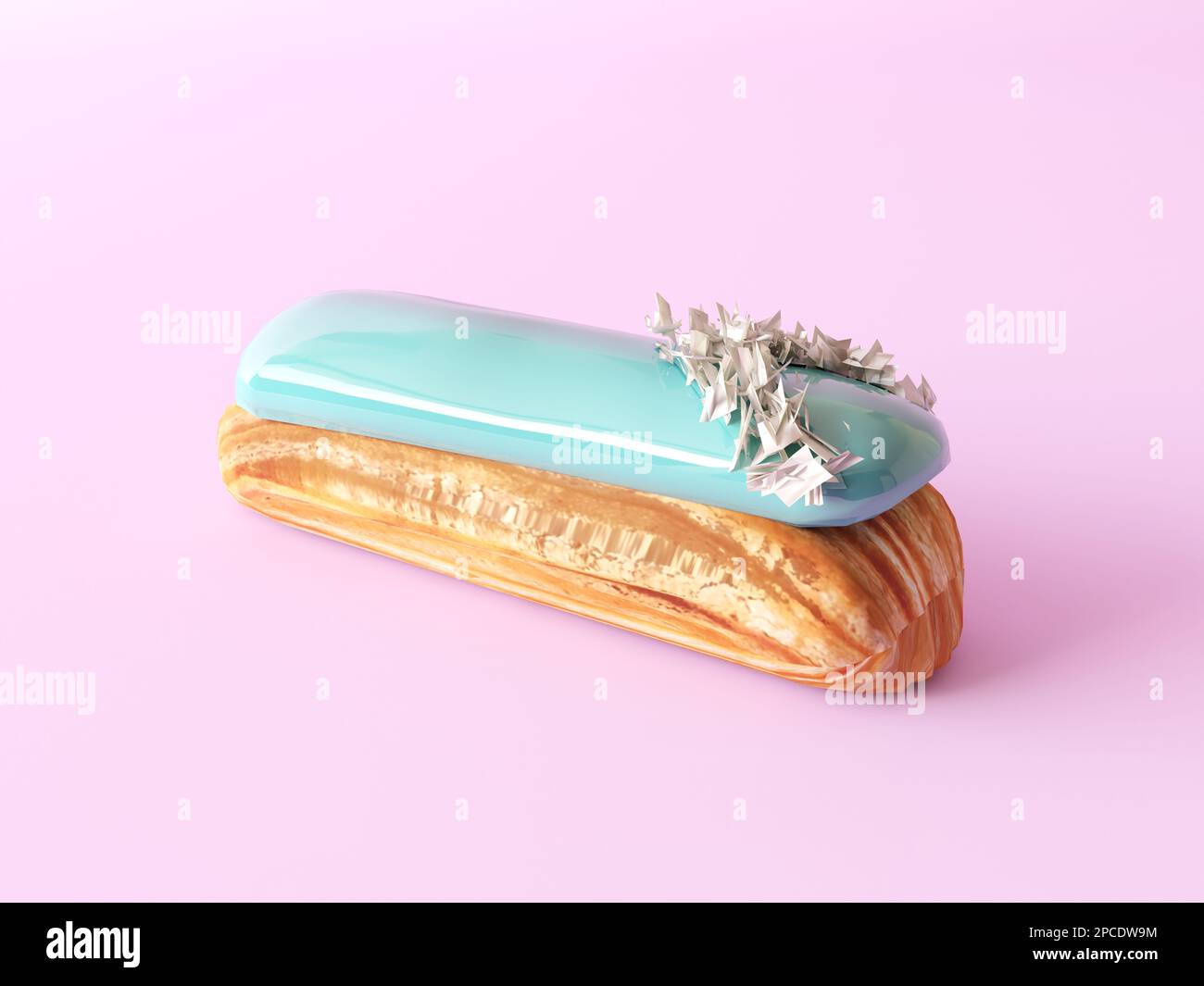 Luxury French eclair with blue glaze and silver decor. Delicious ...