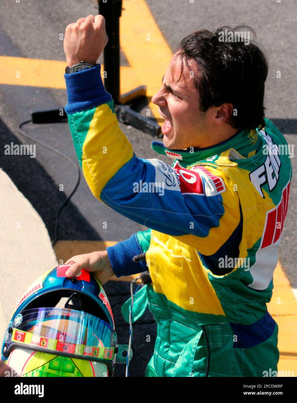 Ferrari's Formula 1 driver Felipe Massa, of Brazil, celebrates after ...
