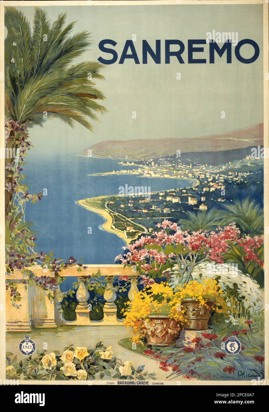 1920's , SANREMO , IMPERIA , ITALY : Tourism pubblicitary poster ...