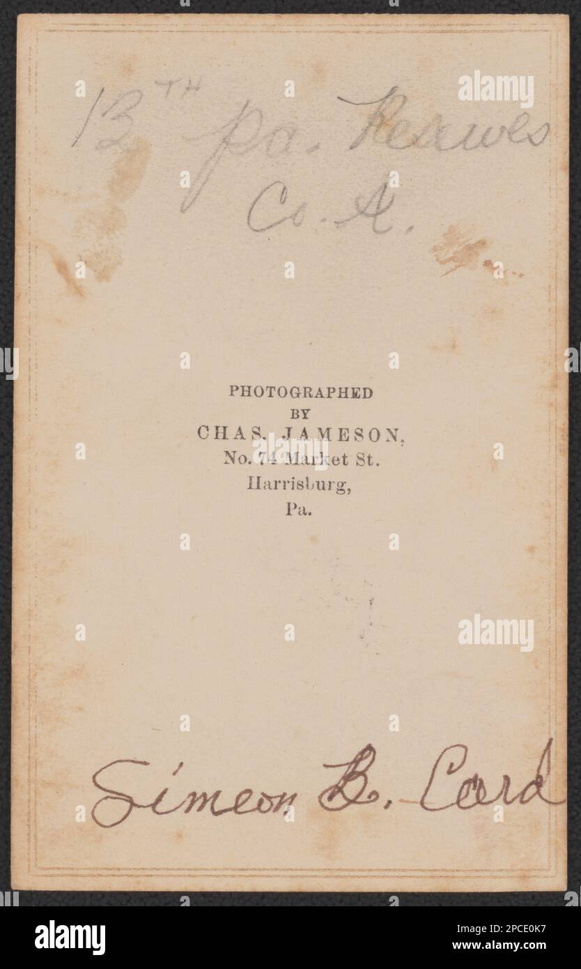 Private Simon i.e. Simeon B. Card of Co. A, 42nd Pennsylvania Infantry ...