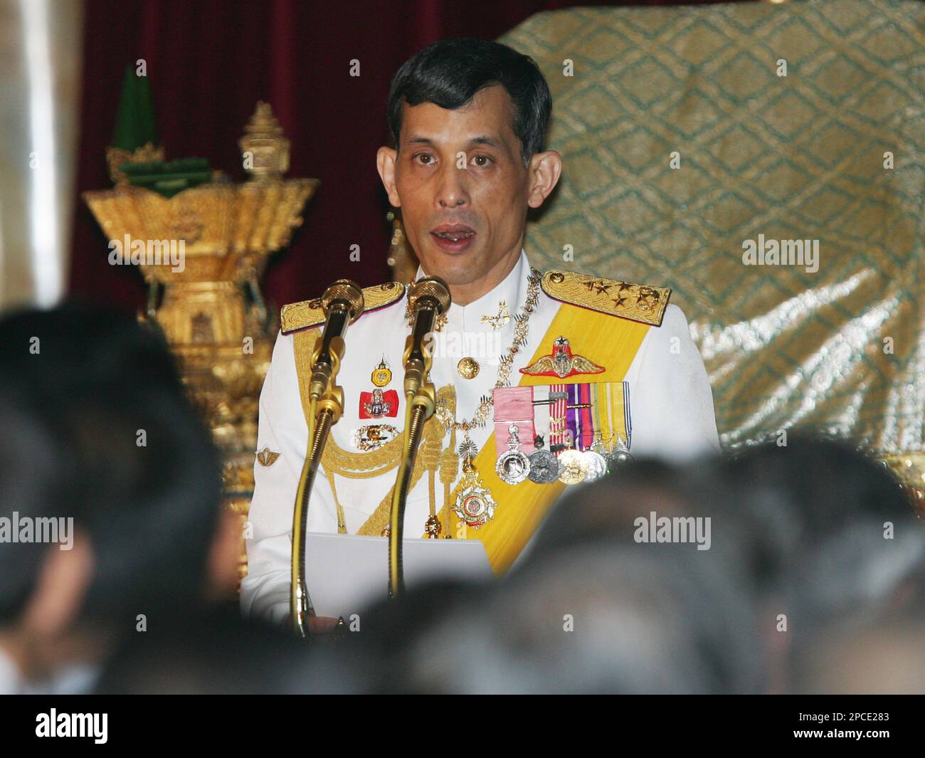 Thailand's Crown Prince Maha Vajiralongkorn addresses officials and ...