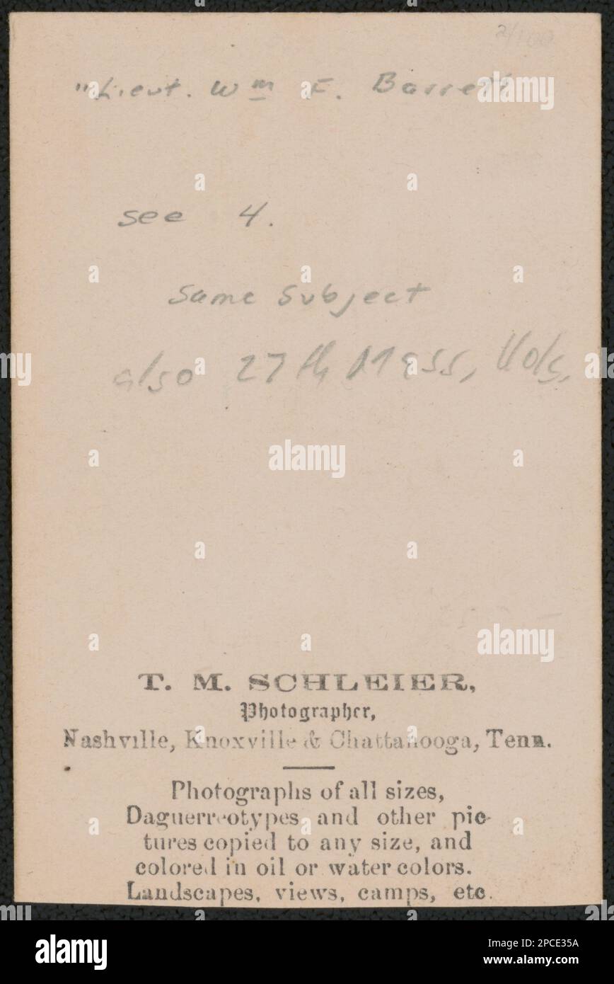 Second Lieutenant William Francis Barrett of Co. C, 27th Massachusetts Infantry Regiment and ...