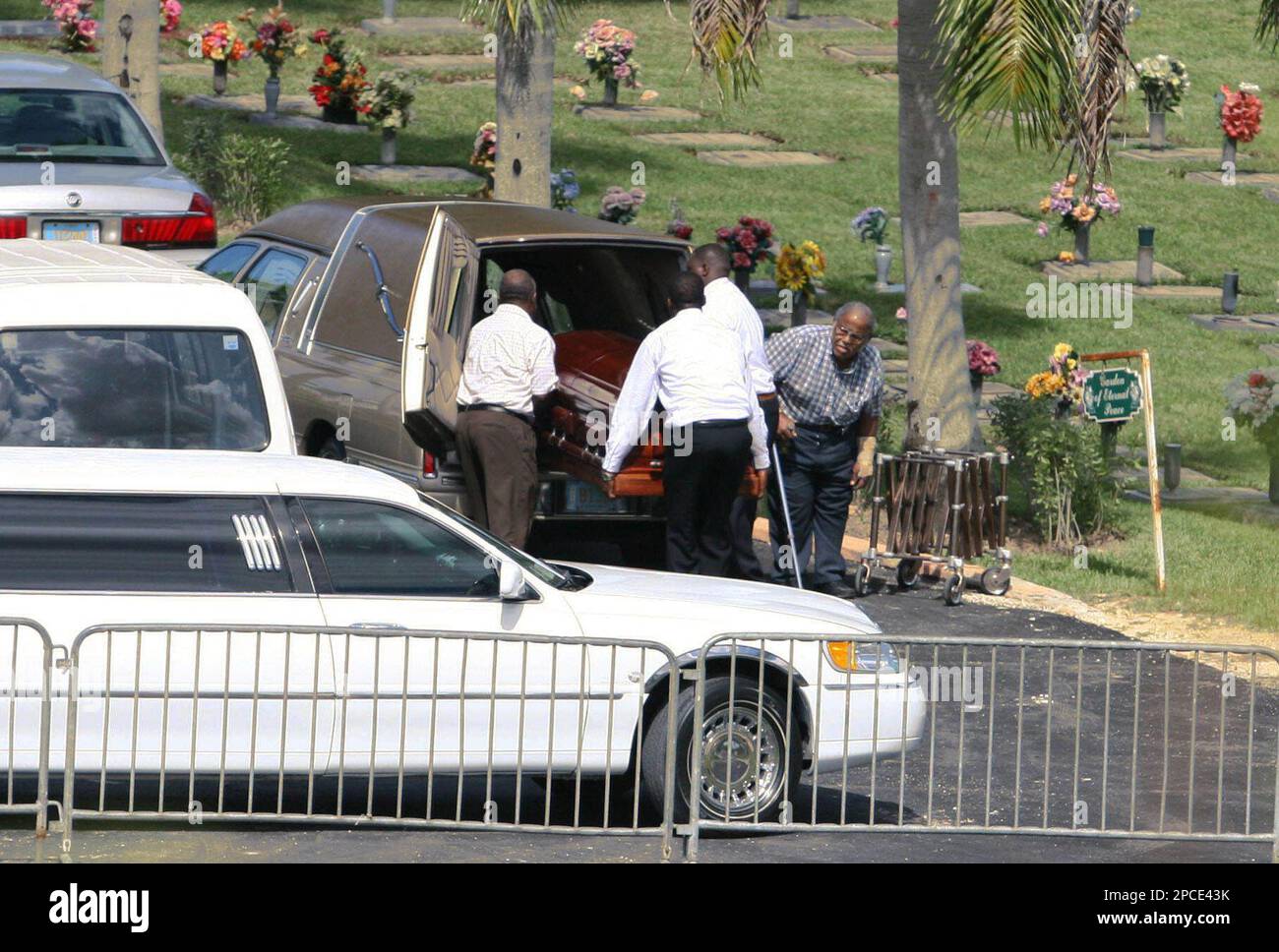 The coffin carrying the body of Daniel Smith, the son of celebrity Anna ...