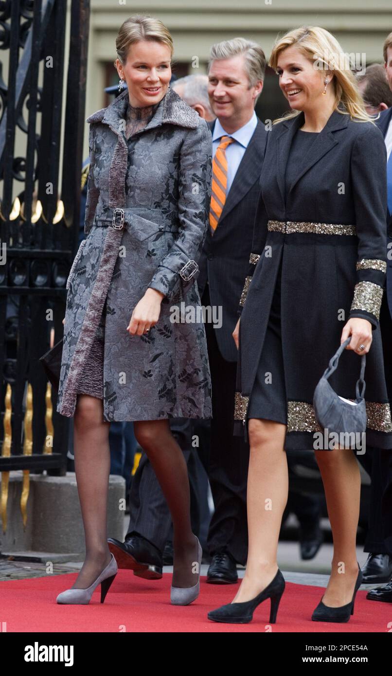 Dutch Princess Maxima, right, Belgium Princess Mathilde, left, and ...