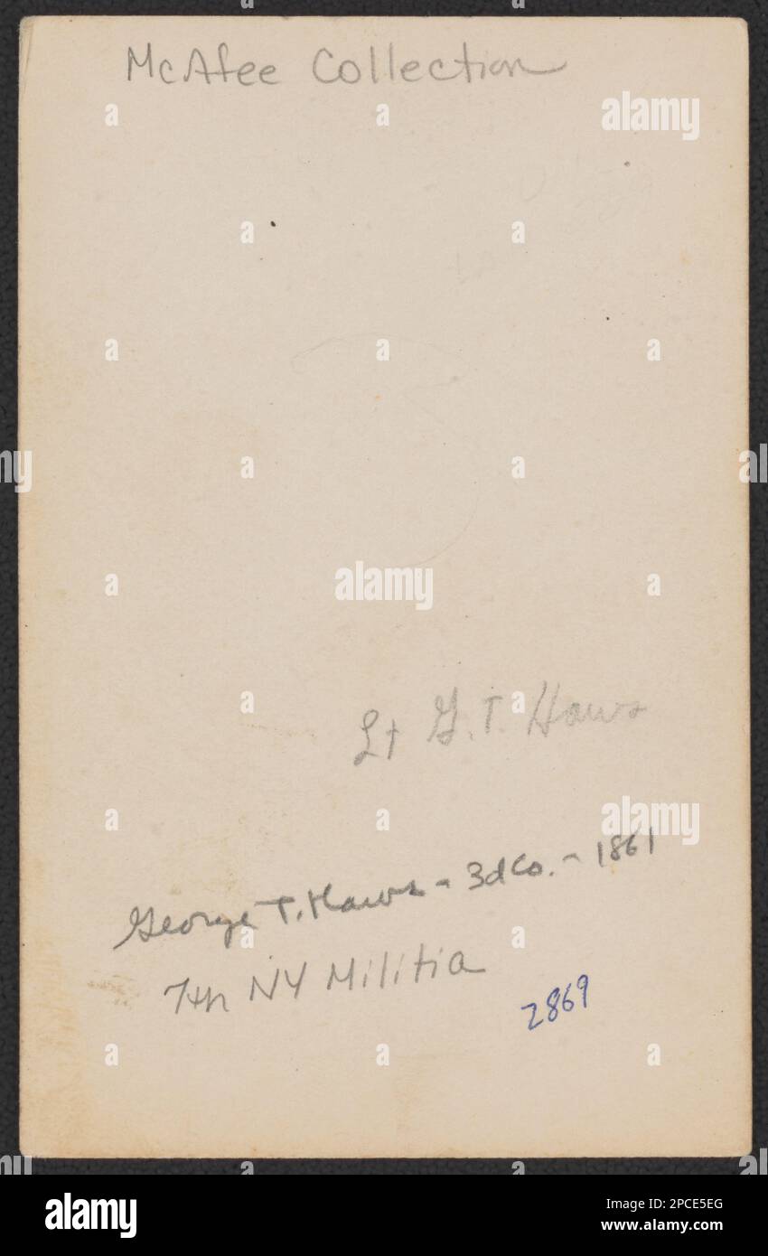 Captain George T. Haws of Co. C, 7th New York Infantry Regiment sitting ...