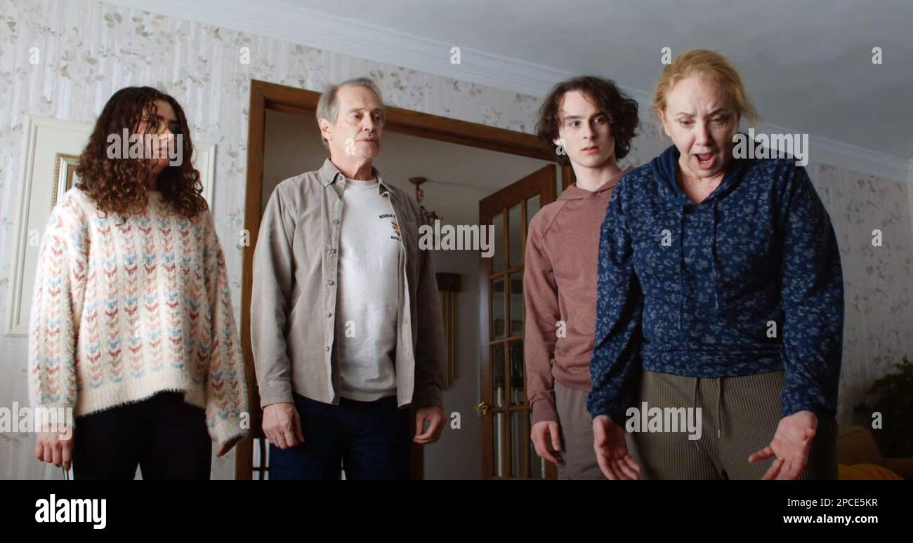 THE YEAR BETWEEN, from left: Emily Robinson, Steve Buscemi, Wyatt Oleff, J. Smith-Cameron, 2022 ...