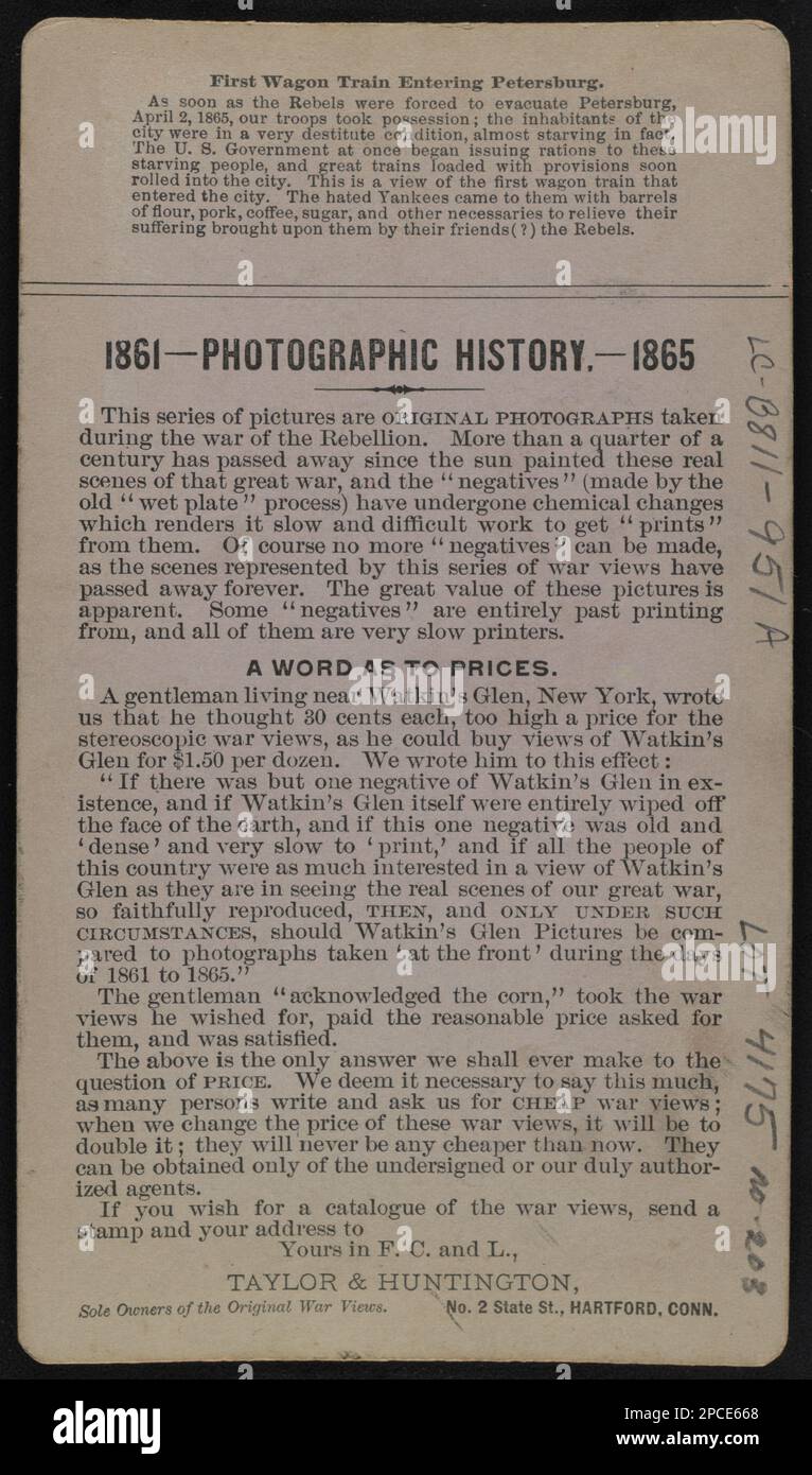 First wagon train entering Petersburg. Civil War Photograph Collection ...