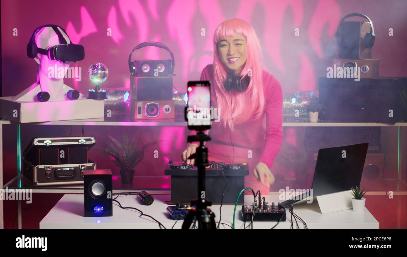 Musician playing song recording music session with phone camera ...