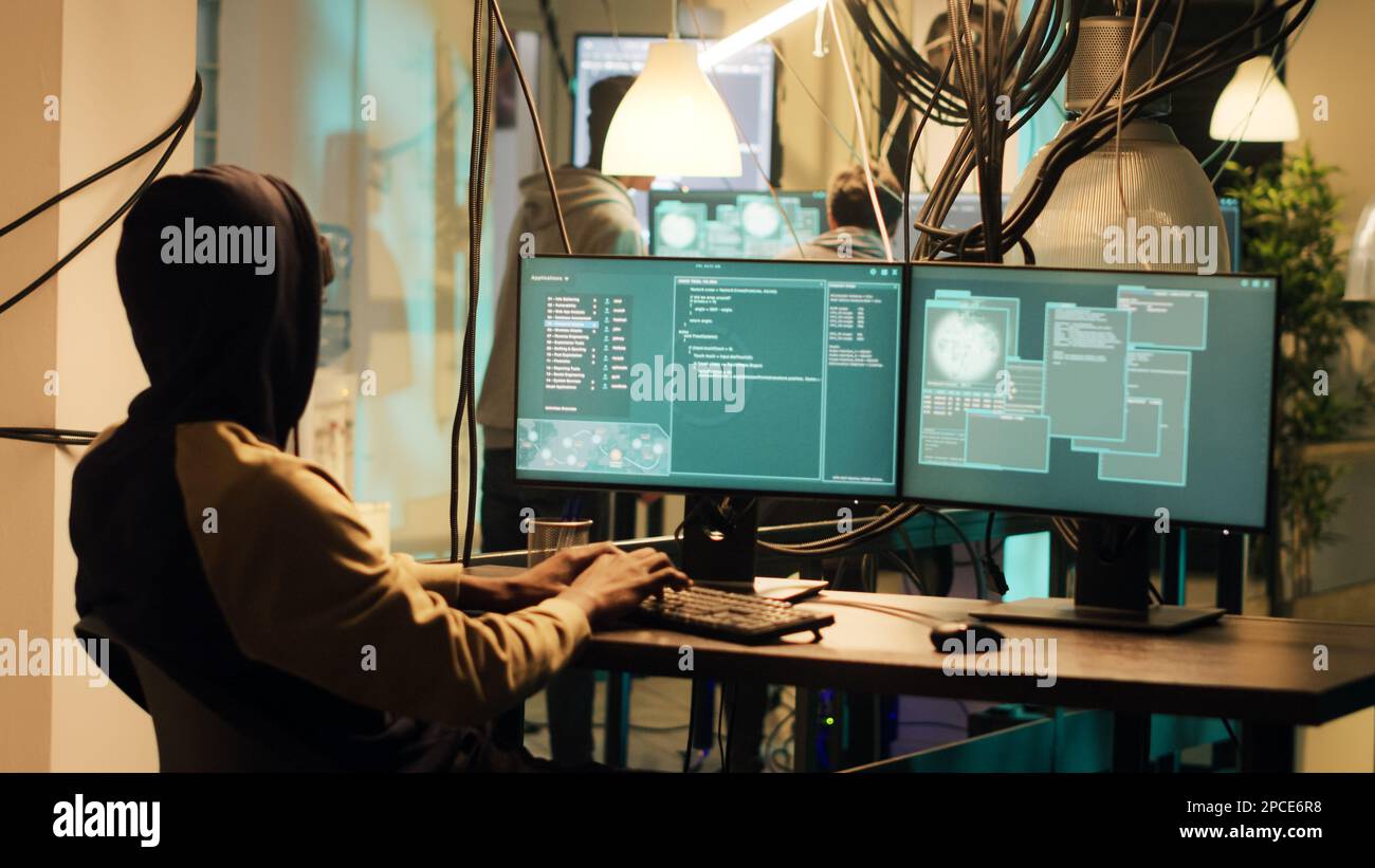 Mysterious hacker breaking into pc system with trojan virus, gaining ...