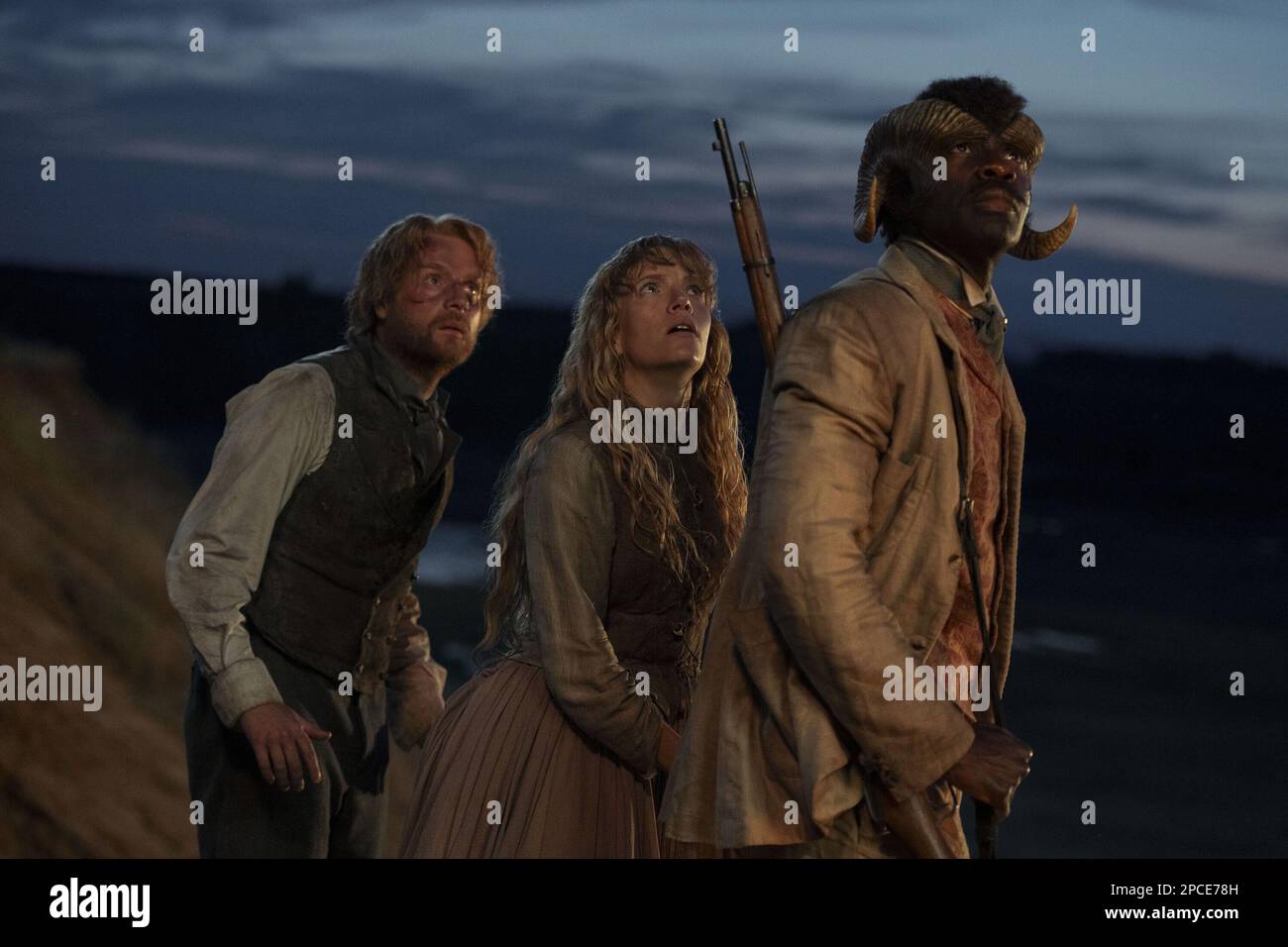 CARNIVAL ROW, from left: Andrew Gower, Tamzin Merchant, David Gyasi ...