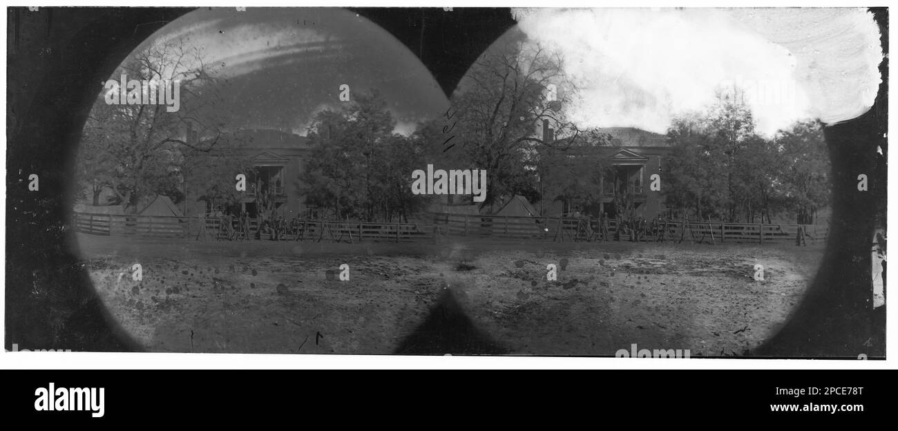 Appomattox Court House, Virginia. View of Court House and soldiers ...