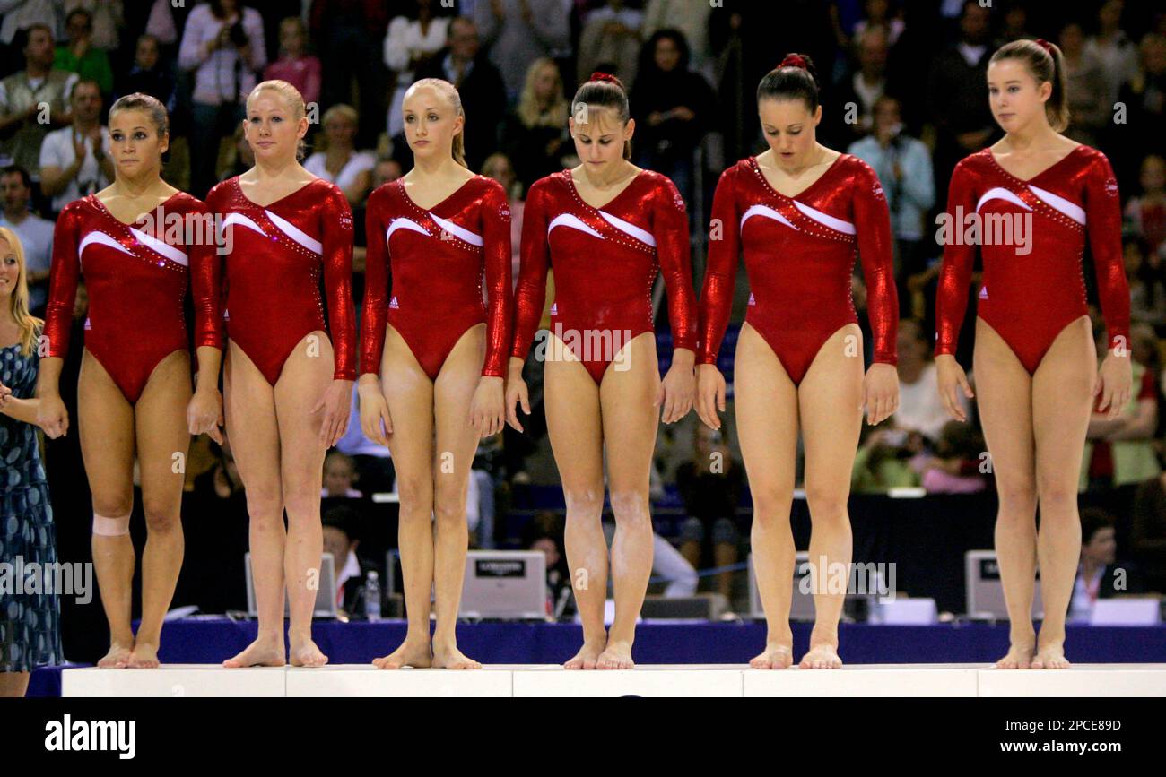 The US women's team of, from left, Alicia Sacramone, Ashley Priess ...