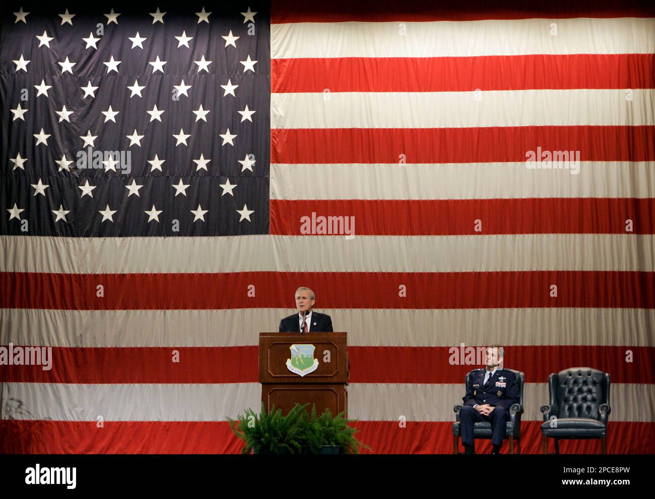 Defense Secretary Donald H. Rumsfeld delivers remarks to students at ...