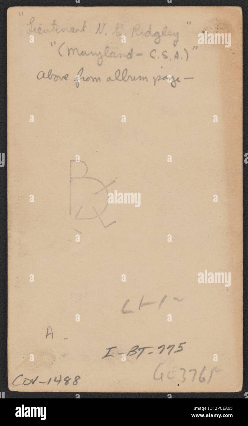 Lieutenant Nicholas Greenbury Ridgely of 2nd Maryland Cavalry Battalion ...