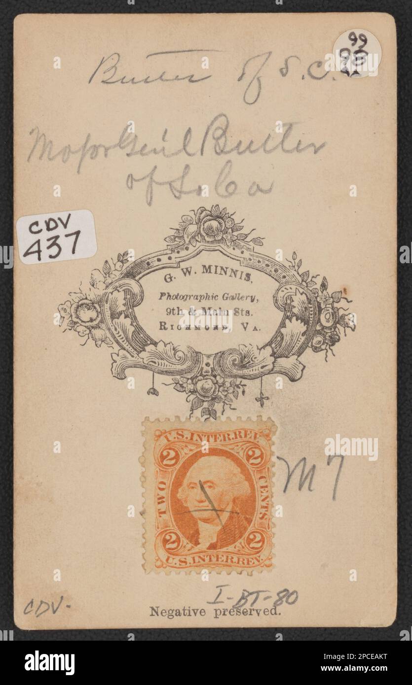 Major General Matthew Calbraith Butler of Co. A, Hampton Legion South ...