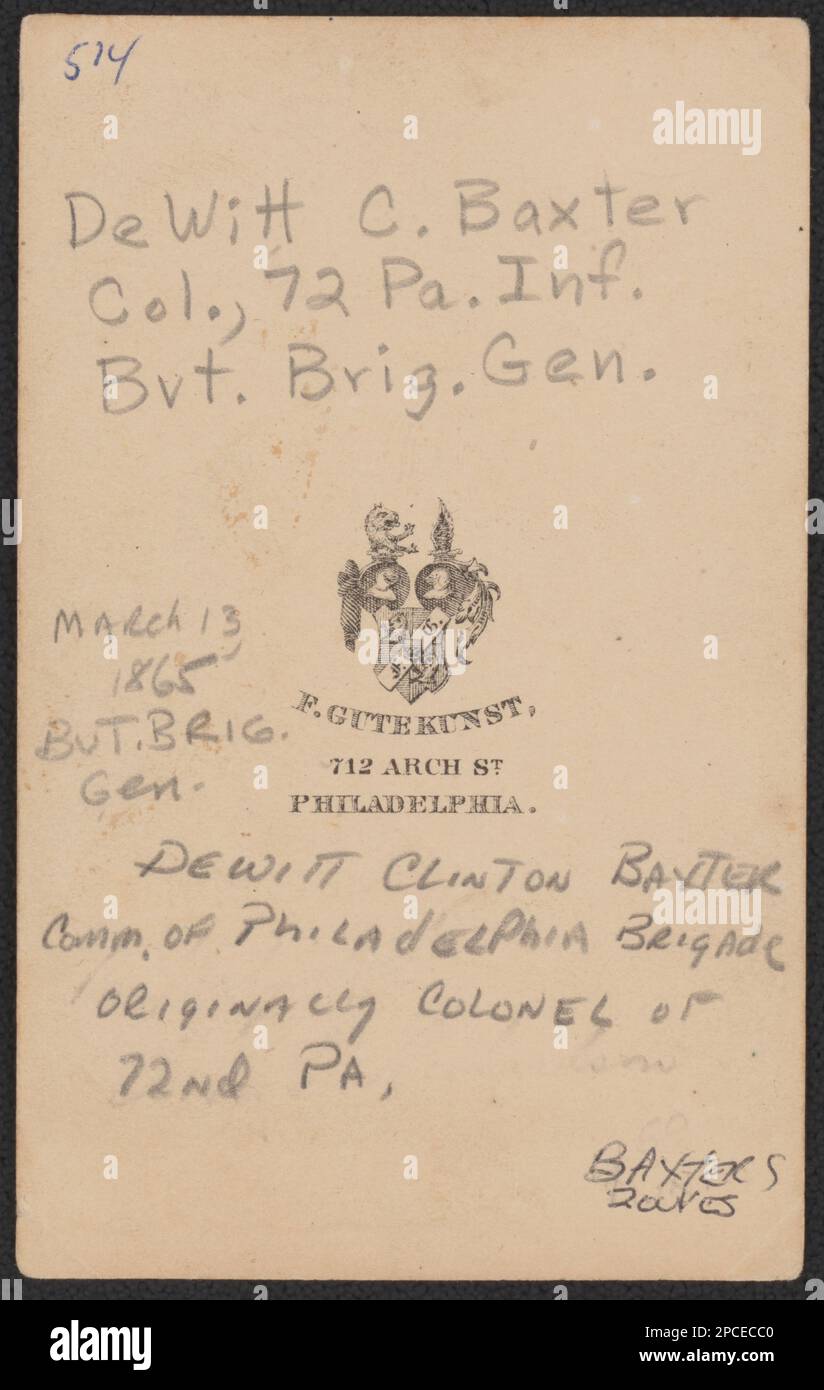 Brigadier General De Witt Clinton Baxter, 19th Pennsylvania Infantry ...