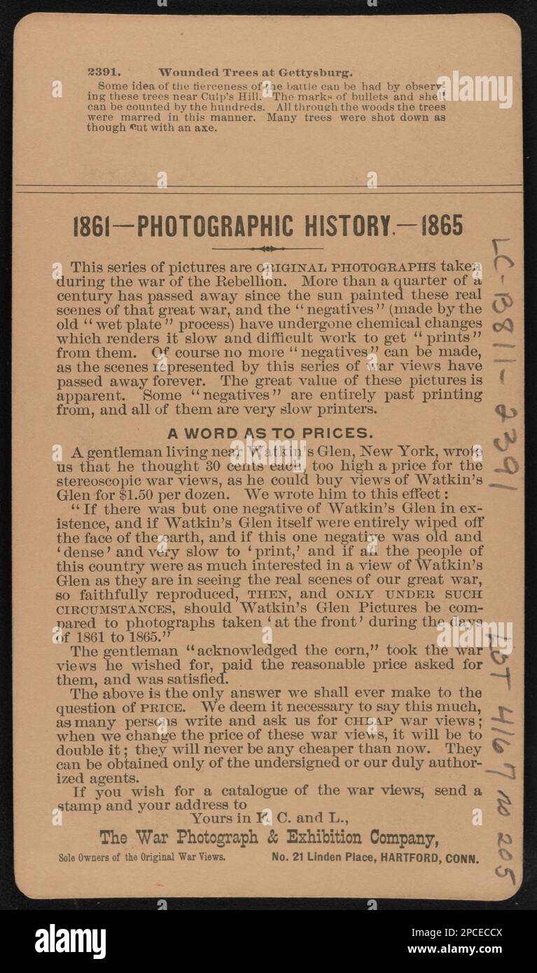 Wounded trees at Gettysburg. Civil War Photograph Collection , Original ...