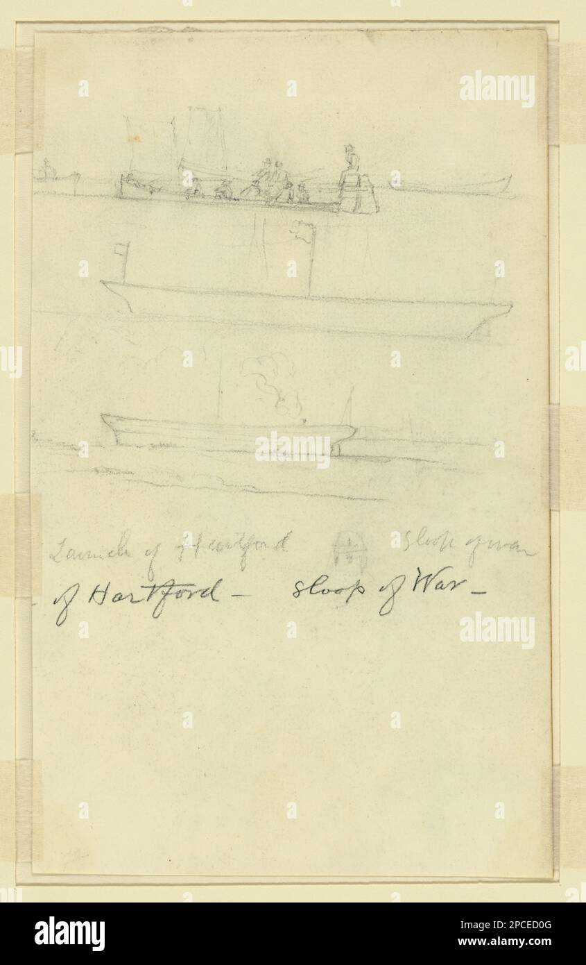 Launch of Hartford, Sloop of War. Morgan collection of Civil War ...