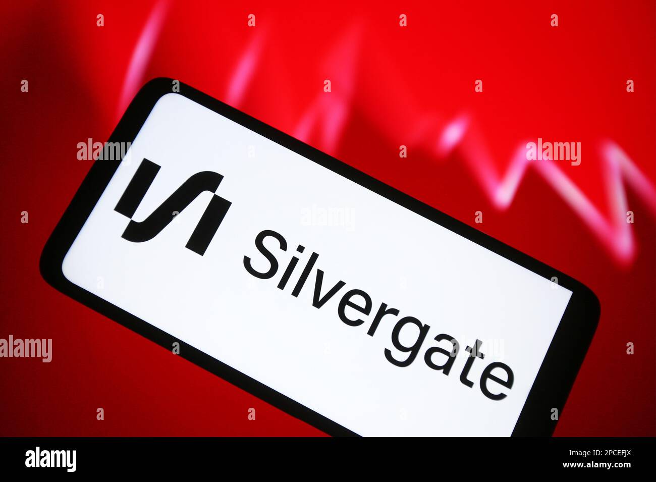 In this photo illustration, Silvergate Bank logo is seen on a ...