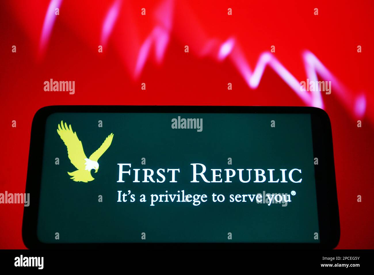 In this photo illustration, First Republic Bank logo is seen on a ...