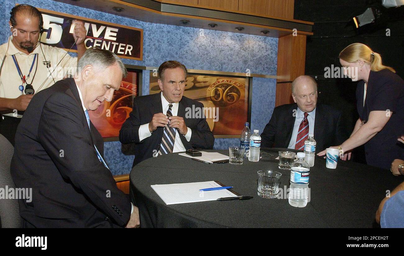 KPHO television station producers Tony Escobar, left, and Laura Oxley ...