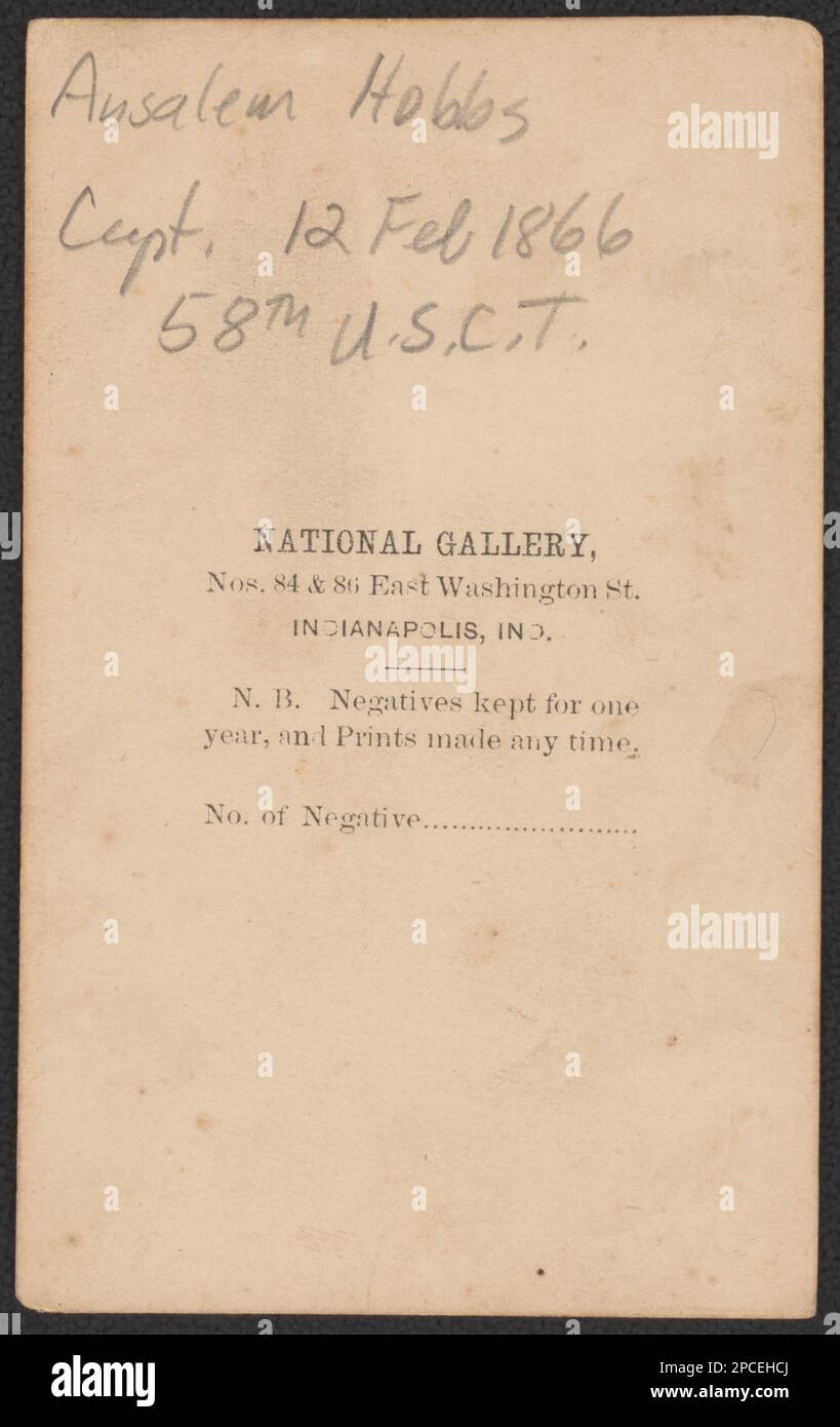 Captain Anslem Hobbs of Co. B, 11th Indiana Infantry Regiment and 58th ...