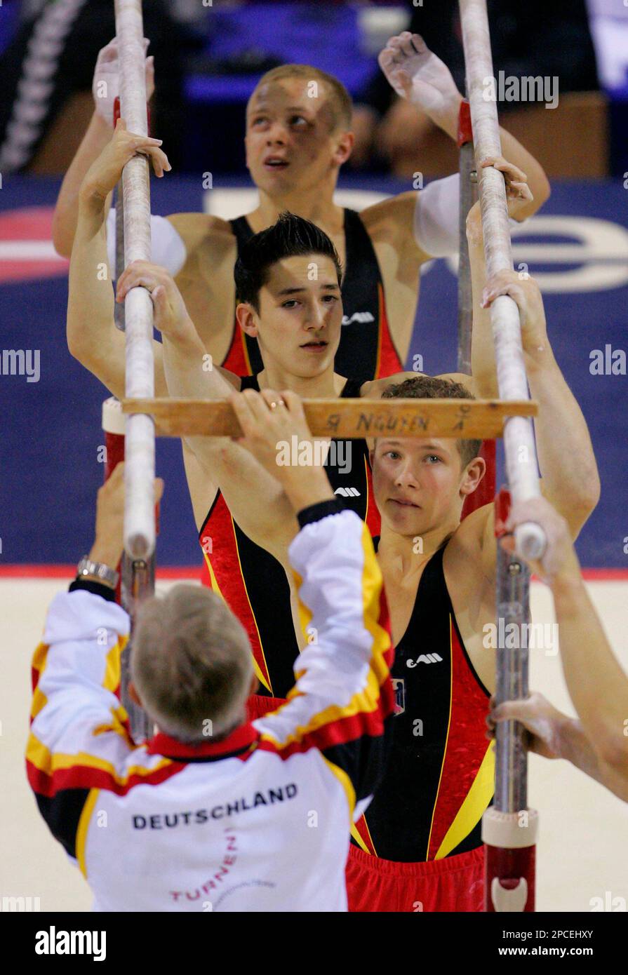 Germany's team members, from top, Eugen Spridonov, Marcel Nguyen and ...