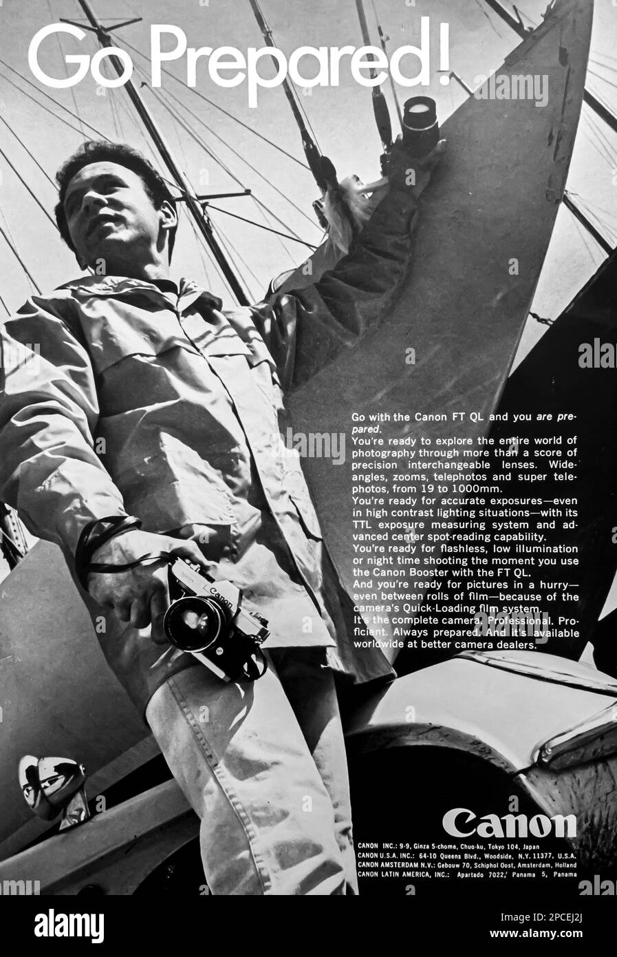 Canon FT QL advert in a Natgeo magazine July 1969 Stock Photo - Alamy