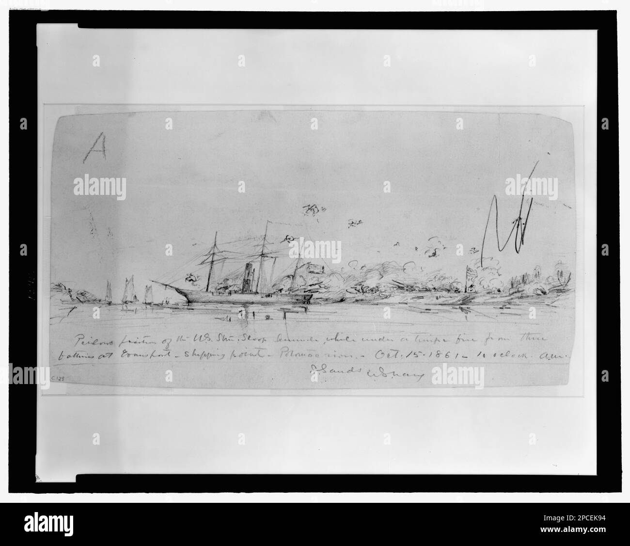 Perilous position of the U.S. Steam Sloop Seminole, while under a ...