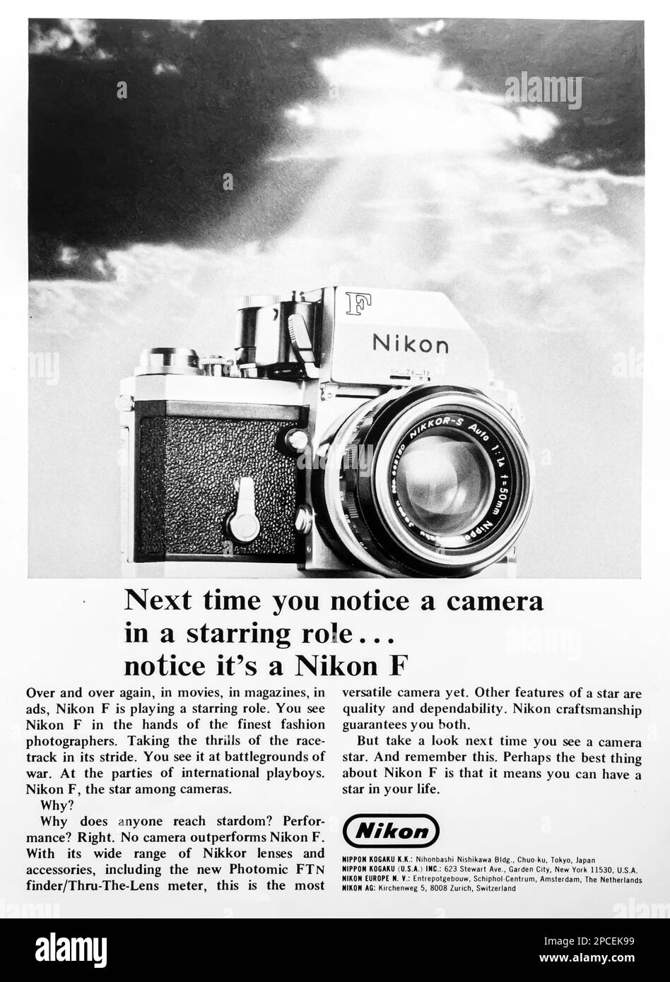 Nikon F advert in a Natgeo magazine July 1969 Stock Photo - Alamy