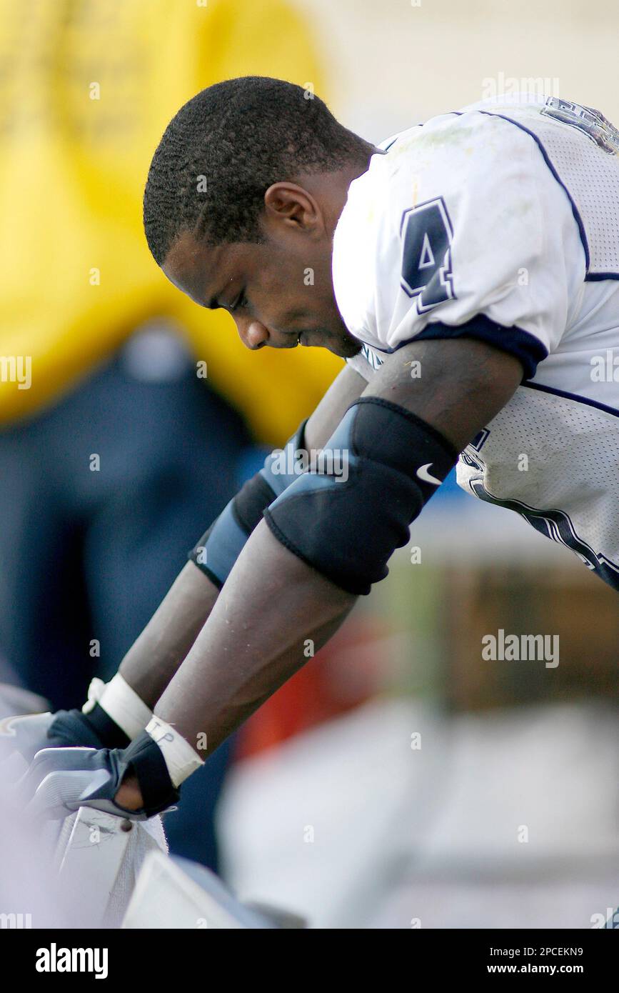 Utah State running back Marcus Cross stands on the sideline ager Utah ...