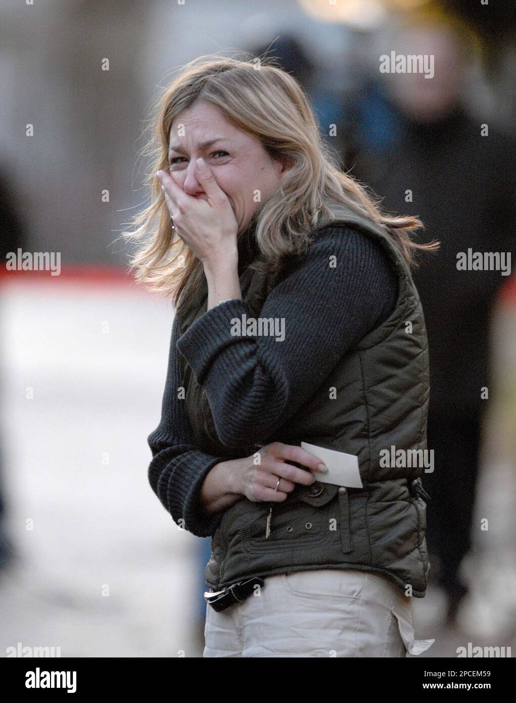 Brenda Amatuzio of Beaconsfield Quebec, a suburb of Montreal, reacts to ...
