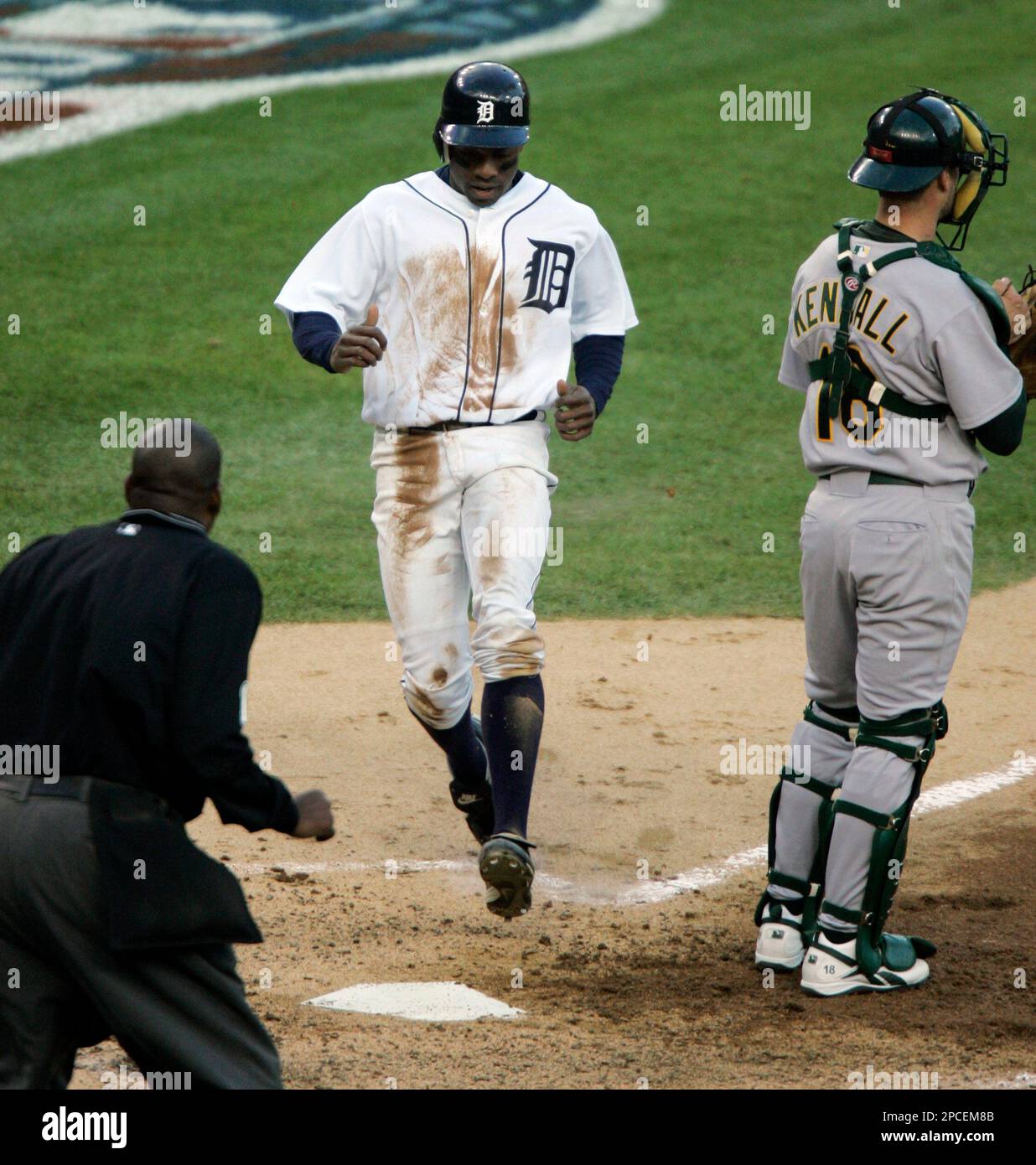 Home plate umpire umpire Chuck Meriwether watches as Detroit Tigers ...