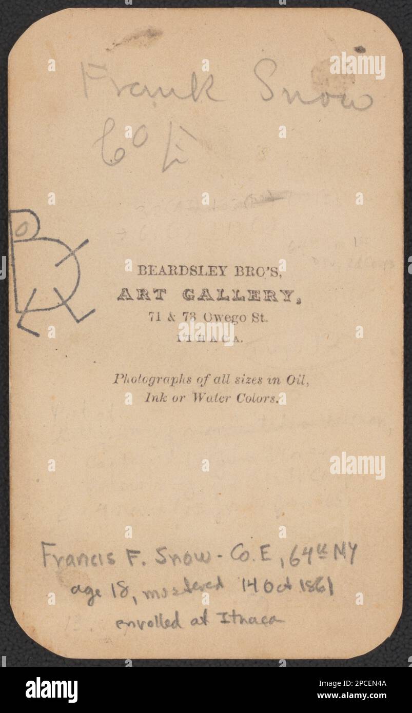 Second Lieutenant Francis F. Snow of Co. E, 64th New York Infantry ...